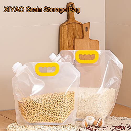 XIYAO 10 pack Grain Sealed Moisture-Proof Storage ,Washable Stand Up Food Storage Pouches ,Resealable Odor-Resistant Packaging Bags, Transparent Grain Storage Suction Bags with Funnel.