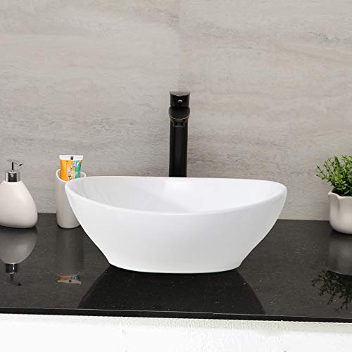 Oval Vessel Sink - Mocoloo 16β x 13β Bathroom Sink Countertop Oval Shape Small Bathroom Sink White Porcelain Ceramic vanity Bowl, Above Counter Modern Art Bsin.