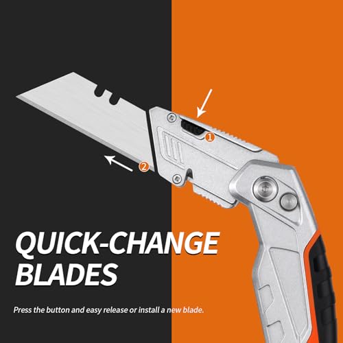 GRENPRO 6-Pack Utility Knife, SK5 Heavy Duty Retractable Folding Utility Knife, Storage Blade Design, Quick-change,Comes with 38 Extra CK75 Blades,Cut Cartons, Cardboard and Boxes,(Total 44 Blades)
