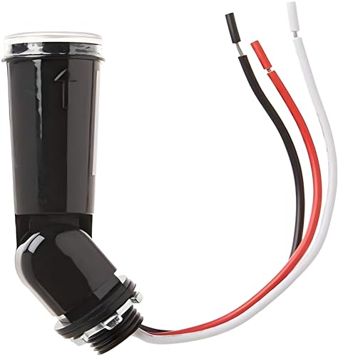 Outdoor Conduit Lighting Control with Photocell and Swivel Mount (Hardwired, Black), Photocell Light Sensor for Outdoor Lighting, Defiant Outdoor Timer, EZ-349A