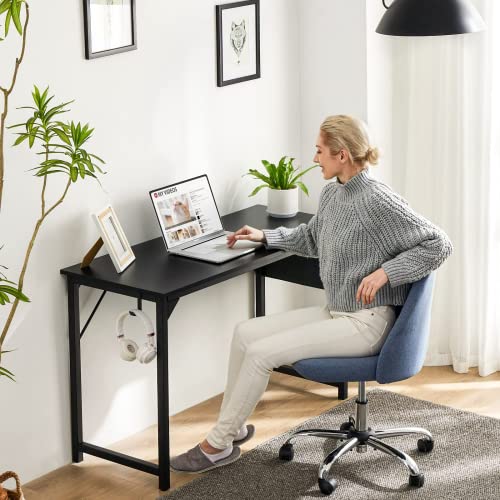 Sweetcrispy Small Computer Office Desk 40 Inch Kids Student Study Writing Work with Storage Bag & Headphone Hooks Modern Simple Home Bedroom PC Table