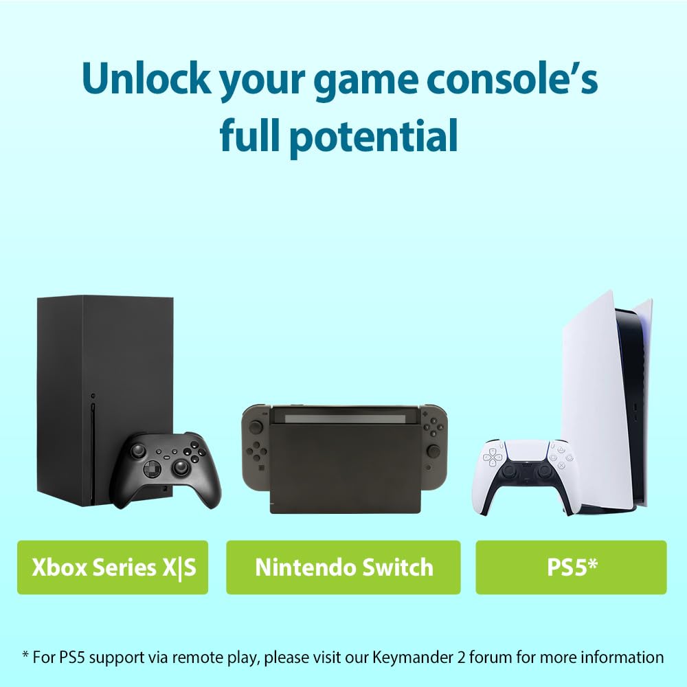 IOGEAR KeyMander 2 Keyboard/Mouse Adapter Plus Controller Crossover, PS4, PS5, Xbox Series X/S, Xbox One, Nintendo Switch, GE1337P2, FPS, mouse control