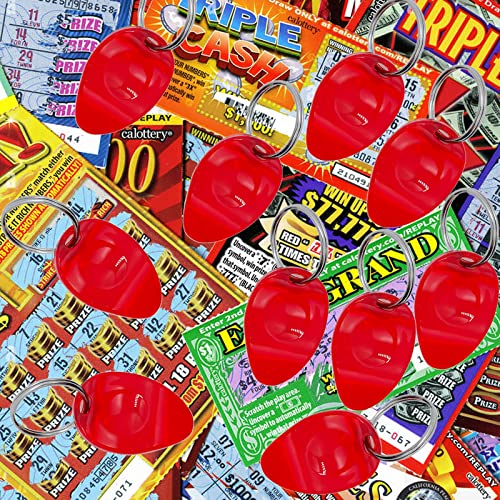 Nwsrayu Lottery Scratcher Tool Keychain, Transparent Color Waterdrop Shape Scratch off tool for lottery tickets, Labels, Films, Lotto Cards, Plastic Scraper Tools,Lucky Gambler Gift (Red)