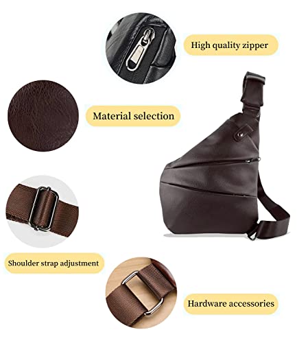 VUUEAN Personal flex bag,Sling Bag Anti-Thief Crossbody Shoulder Bag Multipurpose Crossbody Backpack for Outdoor (brown leather)
