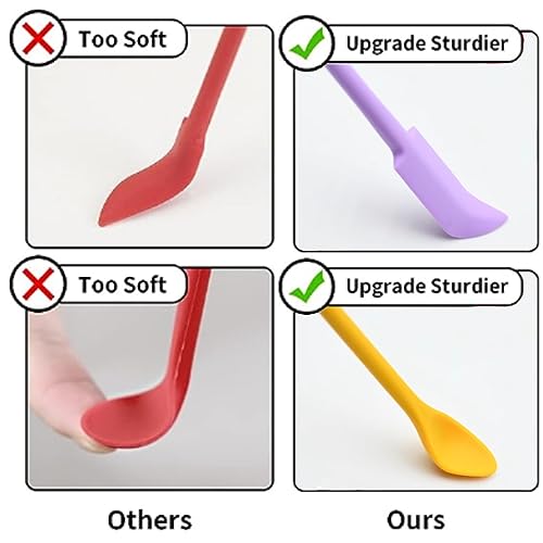 Mini Silicone Spatula Set, 4Pcs Multicolor Silicone Upgraded Double-end Sturdier Makeup Spatula Small Beauty Spatulas for Cosmetic Bottles, Thin Jar Spatula Small Spatula for Kitchen Bottles
