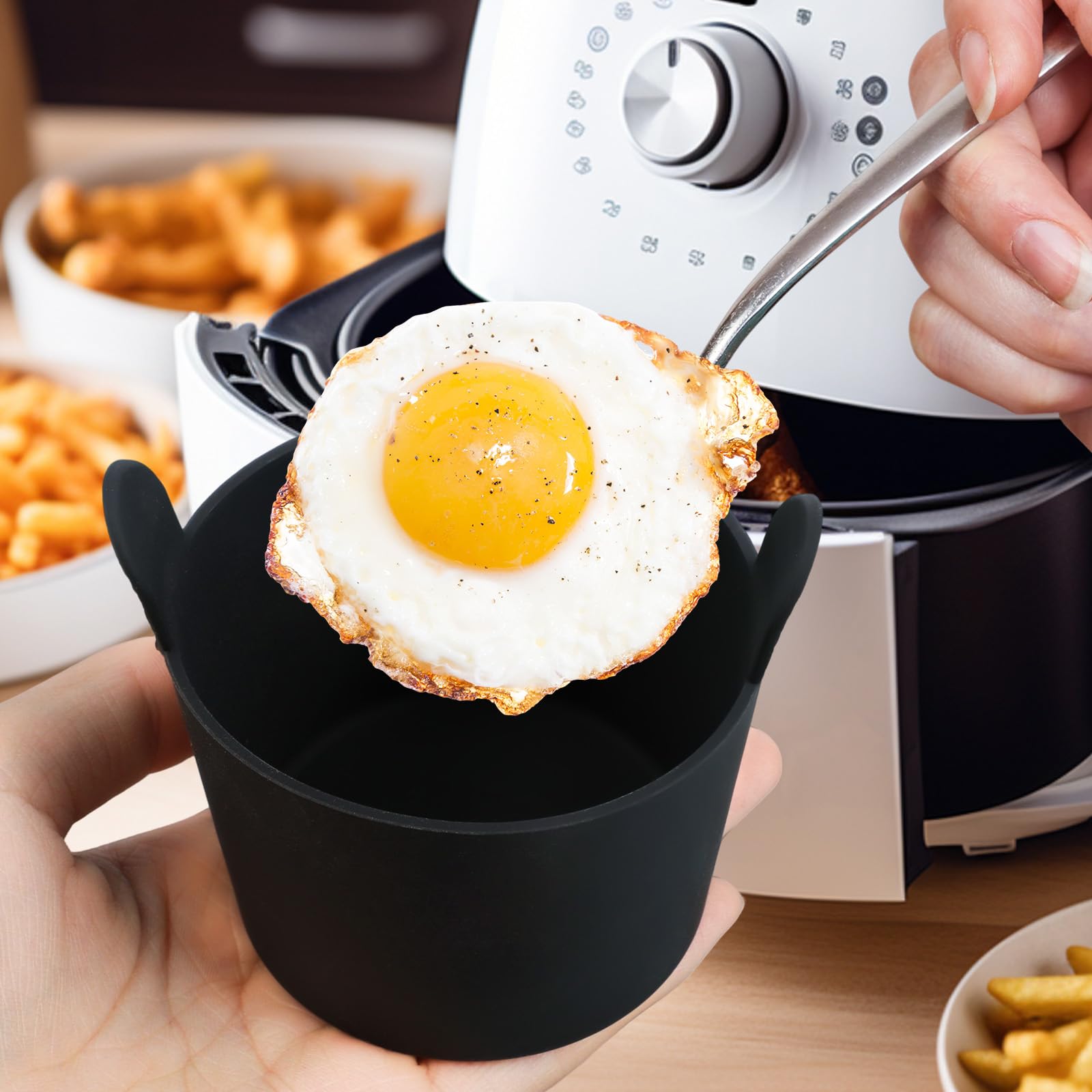 YASUOA Premium Air Fryer Egg Poacher Silicone Egg Frying Mold - Must-have Air Fryer Accessory - Versatile Kitchen Tool - Creative Cooking Gadget - Perfect Breakfast Accessory