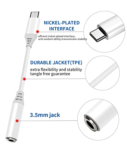 USB C to 3.5mm Headphone Jack Adapter, 2 Pack ENVEL Type C to Aux Audio Cable Compatible with iPhone 15 Pro Max Samsung Galaxy S23 S22 S21 S20 FE Ultra 5G, iPad Pro, Google Pixel 5/6/7