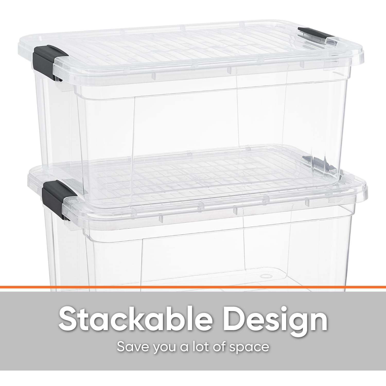 Superio Clear Storage Box with Lid, 6.75 Quart Plastic Container Bins for Organizing, Stackable Crates, BPA Free, Non Toxic, Odor Free, Organizers for Home, Office, School, and Dorm