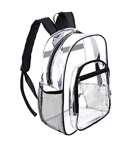 Winterlace 12 Pack 16" Clear Backpack Transparent Heavy Duty Water Resistant PVC for Sports, Stadiums, Festivals, Concerts (3 Assorted Styles)