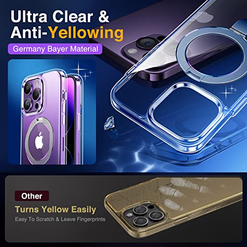 VANMASS Latest Upgraded for iPhone 14 Pro Max Phone Case MagSafe with Stand - Anti-Yellowing - Ultra Clear, Non-Slip, Drop Protection & Shockproof Phone Case for iPhone 14 Pro Max (ONLY) - Clear