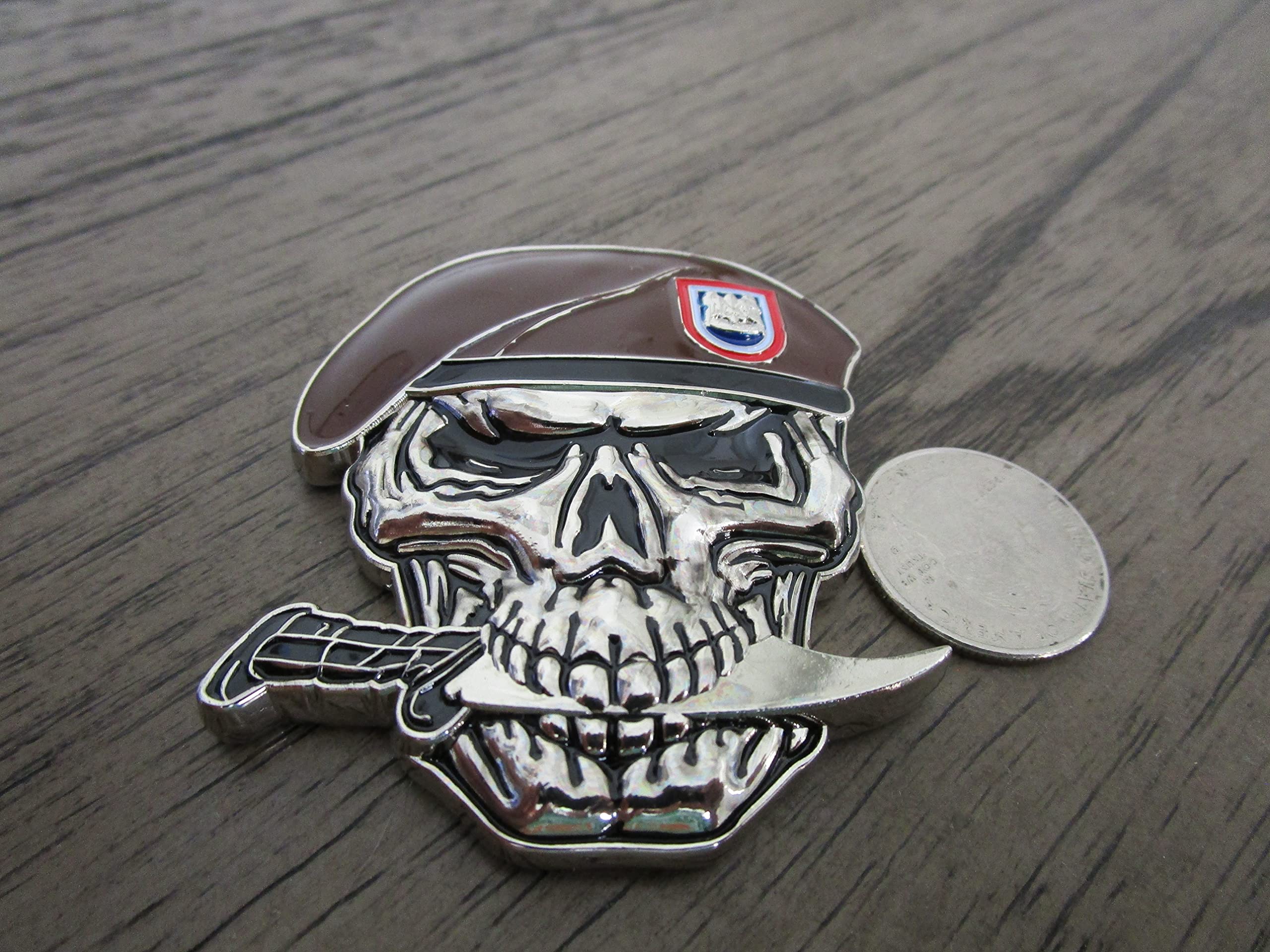 Oneworldtreasures United States Army 82nd Airborne Division Beret Skull Death from Above Challenge Coin