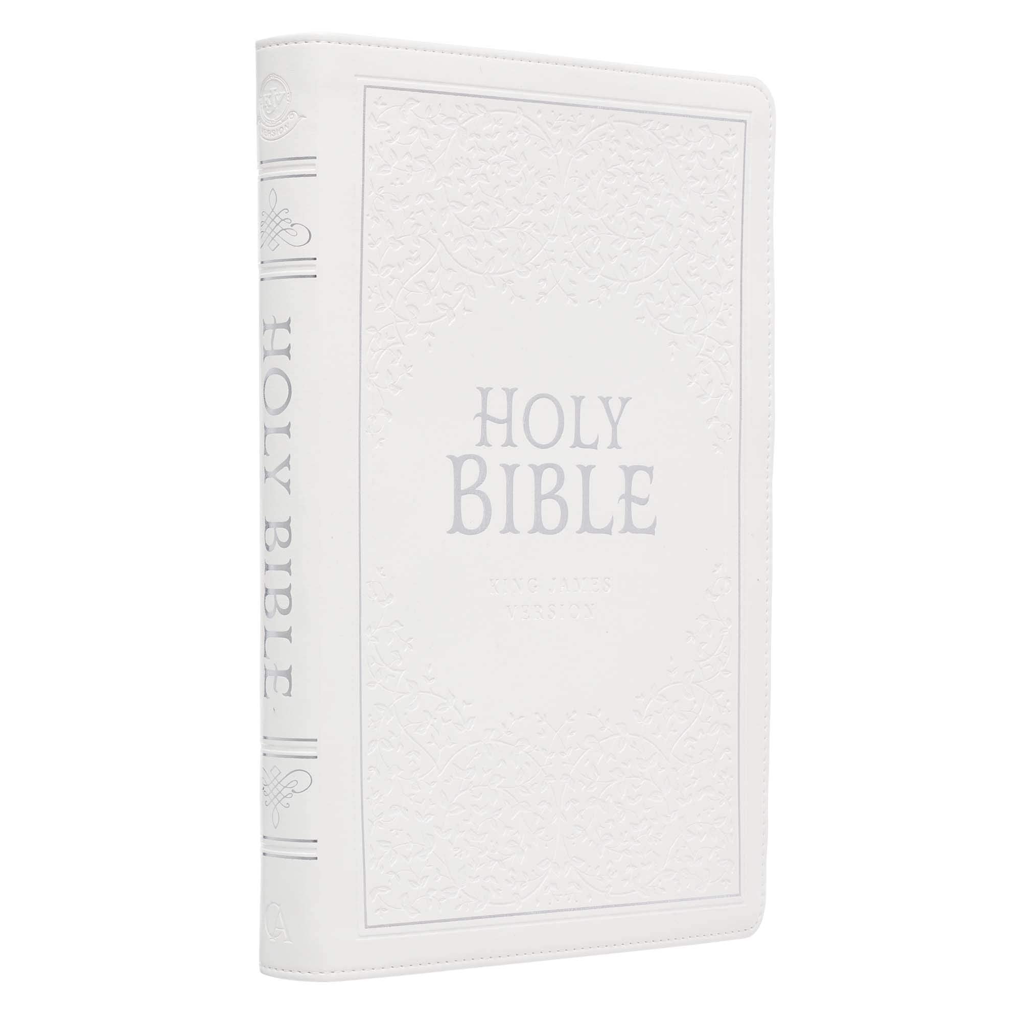 Personalized KJV Holy Bible, Thinline Large Print Faux Leather Red Letter - Thumb Index & Ribbon Marker, King James Version, White, Baptism, Graduations, wedding, confirmation king james version,