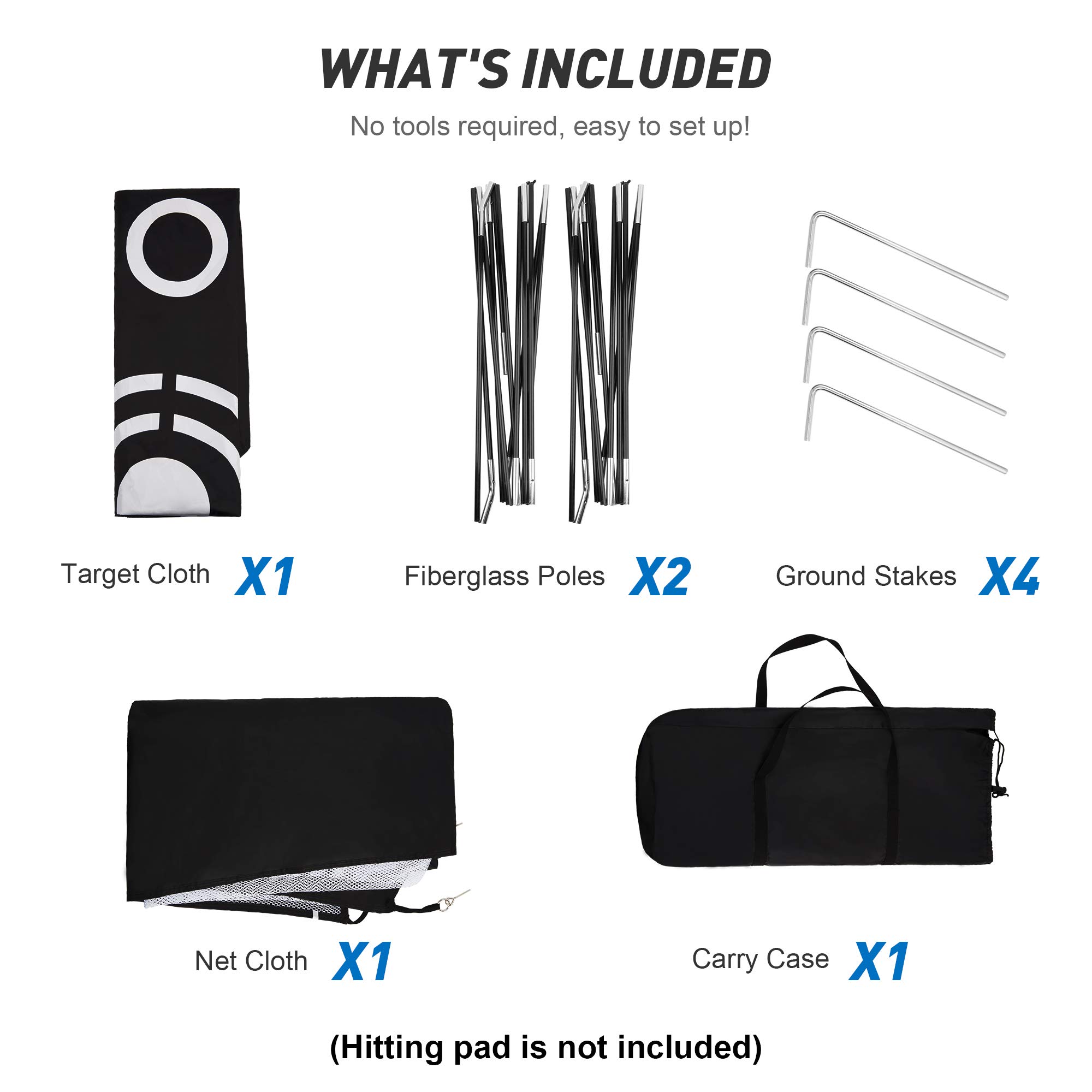 IPOW Golf Practice Net, 10x7ft Golf Hitting Training Aids Nets with Target and Carry Bag for Backyard Driving Chipping - Men Kids Indoor Outdoor Sports Game (10x6.5ft (Large))
