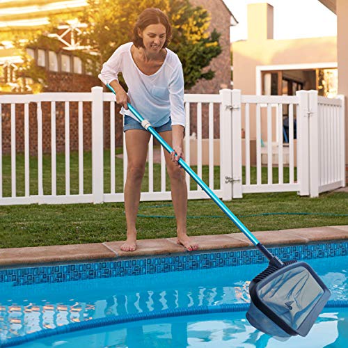 Pool Skimmer Net, Heavy Duty Leaf Rake Cleaning Tool, Fine Mesh Net Bag Catcher