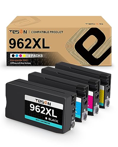 TESEN Remanufactured 962XL (Larger Capacity) Ink Cartridge Replacement for HP 962XL 962 for HP OfficeJet Pro 9015e 9018e 9028e 9010 9012 9014 9015 9016 9018 9019 9020 9025 9026 Printer (4 Combo Pack)