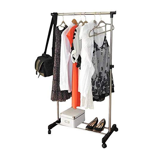 Vasitelan Rolling Clothes Rack on Wheels, Stainless Steel Clothing Rack for Hanging Clothes, Garment Rack (Style 5)