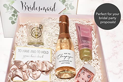 POP the Champagne I’m Changing My Last Name Labels ● SET of 12 ● Bachelorette Party Bridal Shower Bride Squad Mini Champagne Bottle Labels Wine Label Alternative to cards shirts (Minimalist)
