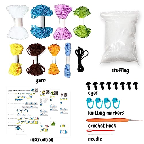 TGIQROVE Crochet Kit for Beginners, 4Pcs Animal Crochet Kit for Adults Include Videos Tutorials, Yarn, Eyes, Stuffing, Crochet Hook, Instructions, Kids Boys Girls Birthday Gifts