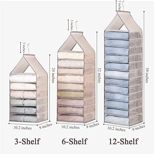 TEGOOL Hanging Closet Organizer, Tier Shelf for Folded Pants Clothes,with Sturdy Hooks Closet Organizers and Storage Bins for Jeans, Trousers,Sweater (6-Shelf)