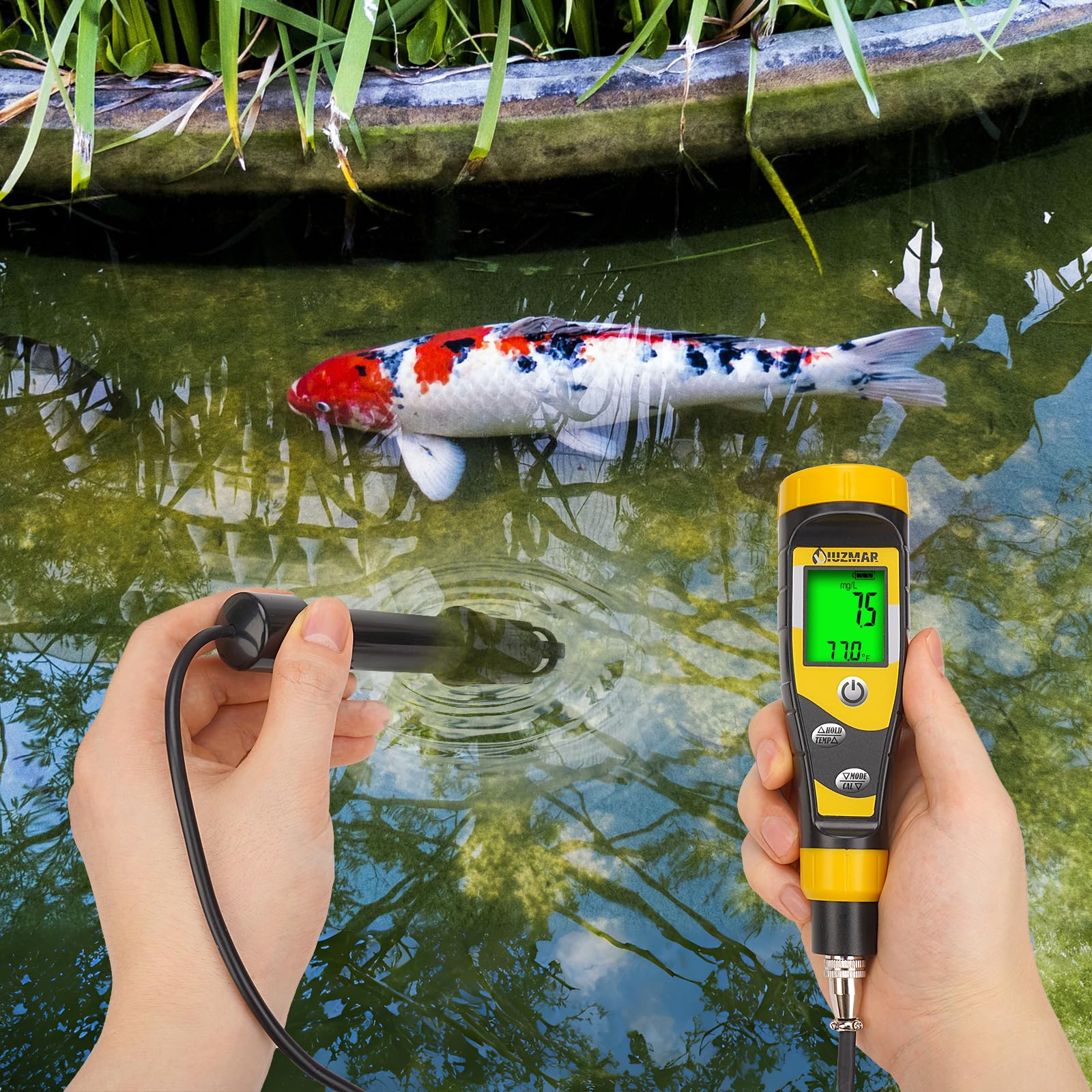 UIUZMAR Digital Dissolved Oxygen Meter Portable Dissolved Oxygen Test Kit with 3.6ft Electrode for Ponds Aquarium Aquaculture Do Meter for Water Fish Tank with Measuring Range 0.0β40.0 Mg/L