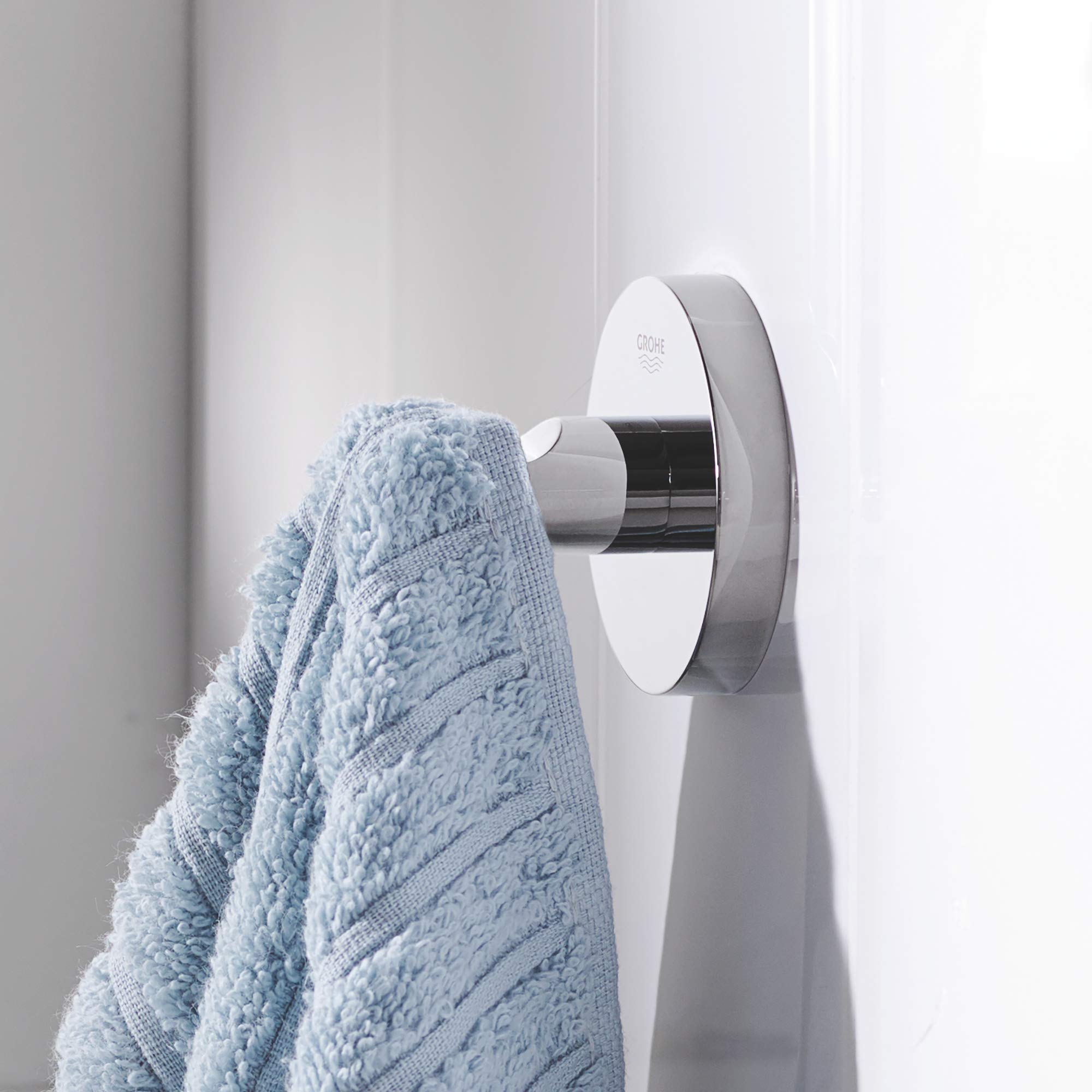 GROHE 40364001 Essentials Wall-Mounted Bathroom Robe Hook, Starlight Chrome
