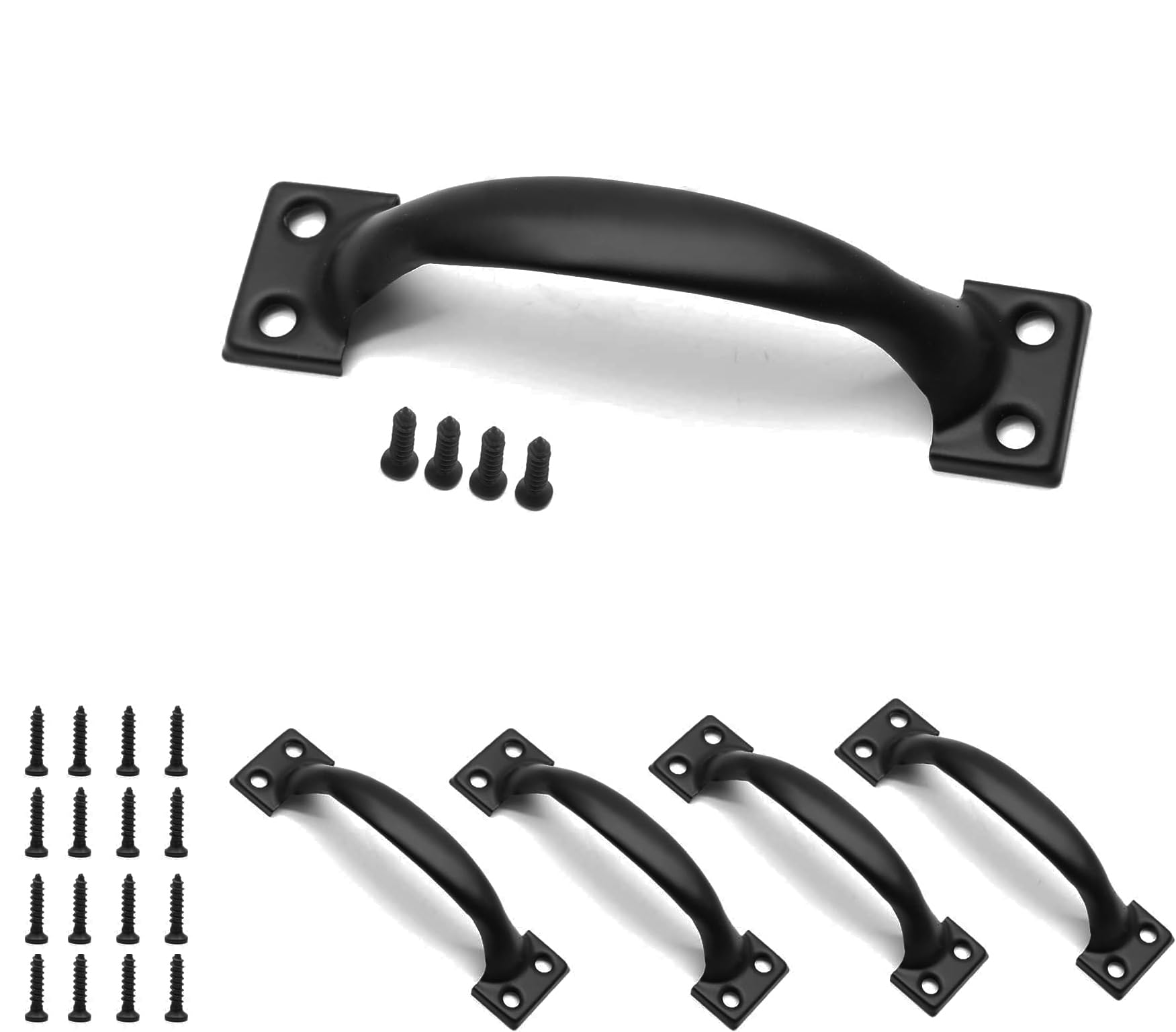 ROSKIO 4 "Bow Handle 100mm Cabinet Door Handles 5 Fitted with Screws Handles Set with Vintage Cabinet Pulls, Door Pull Handle for Garage, Shed, Gate Handles