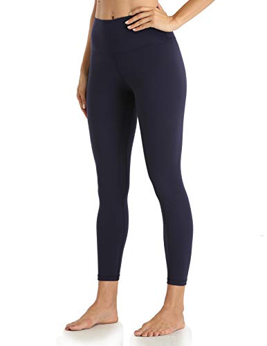 YUNOGA Women's Soft High Waisted Yoga Pants Tummy Control Ankle Length Leggings (M, Navy)