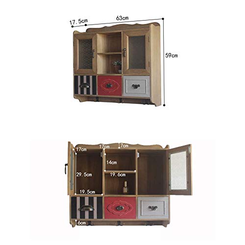 PIBM Stylish Simplicity Shelf Wall Mounted Floating Rack Shelves Retro Solid Wood Glass Doors and Windows Lockers Color Living Room,2 Colours, Wood , 63x59x17.5cm