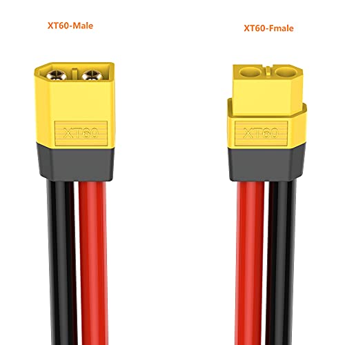 PolyEnergy XT60 Extension Cord 10Ft with XT60 Female Male for Portable Power Station Solar Panel RC Battery Lipo Battery Pack Portable Power Station 12Gauge Flexible Silicone Wire Cord