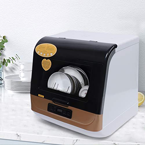 Qiucenmium Countertop Dishwasher, Portable Dishwasher 360° Dual Spray, 3 Washing Programs, 75°C Hot Air Drying, Compact Dishwashers for Small Apartments, Dorms