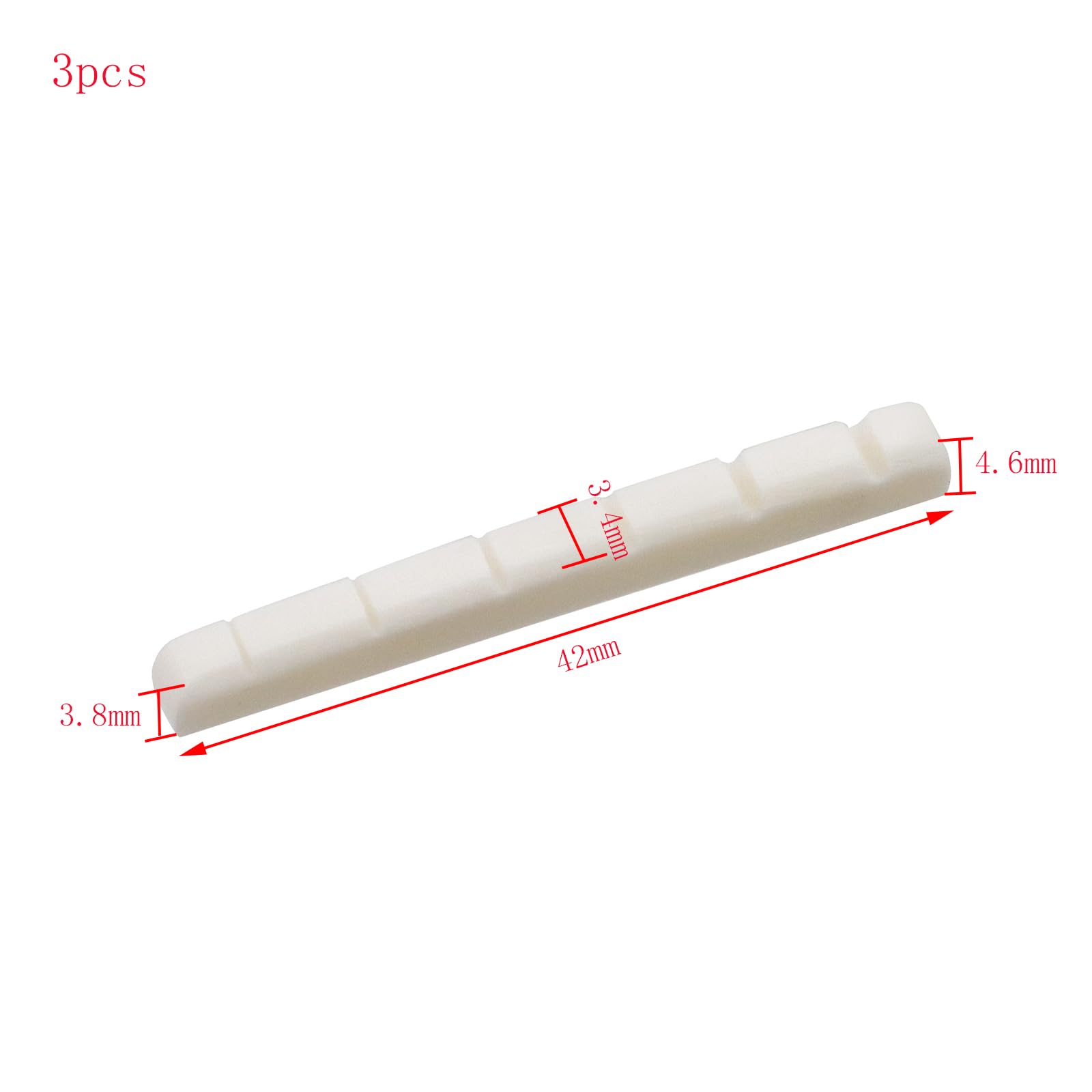 Mewutal 3PCS Ivory Electric Guitar Nut Guitar Bone Bridge Nut for 6 String Guitar (42×3.4×4.6-3.8mm)