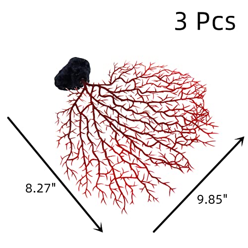 WDONAY Aquarium Coral Set Decoration, Simulation Coral Tree Decoration Resin Coral Tree (3 Models-S M L) Red 1 Pcs Each