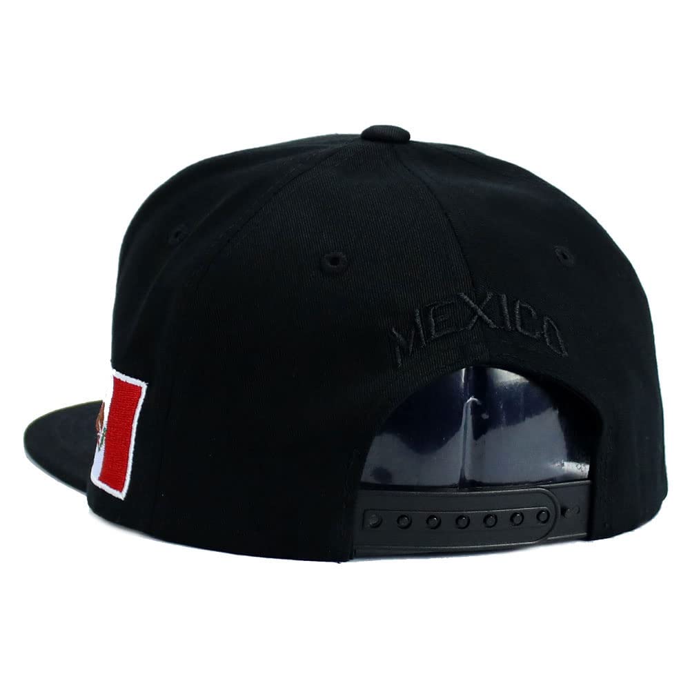 Mexican Hat Snapback Hecho En Mexico Eagle Aguila Flag Flat Bill Baseball Cap (White - Black Eagle)