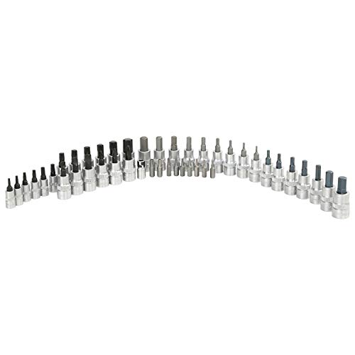 OEMTOOLS 23992 44 Piece Multi Drive Star Socket Set With Custom Fit Tray, Heat Treated, Alloy Steel Master Torx Set With SAE and Metric Hex Sockets, Chrome and Green