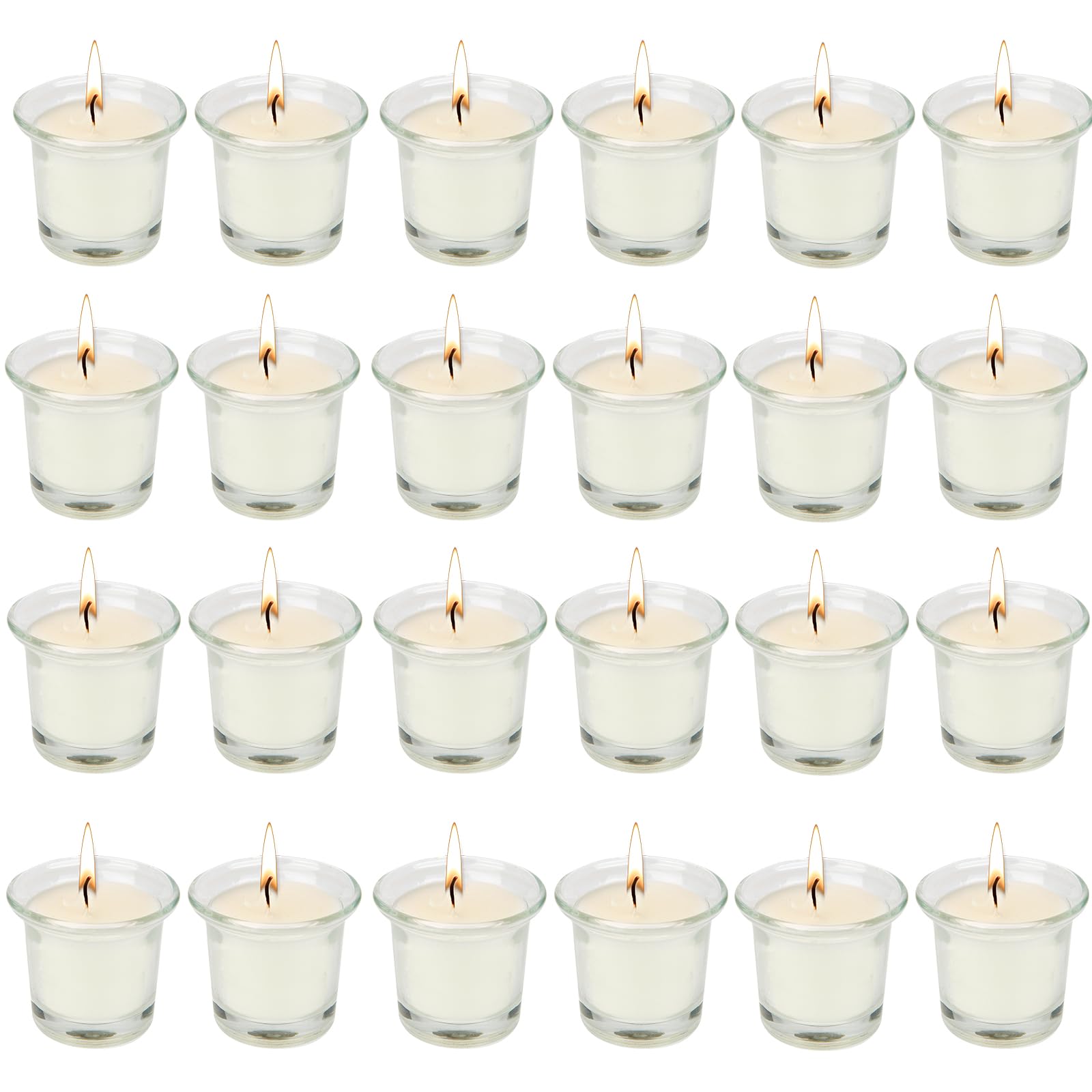 SOFT BREEZE 24 Pack Unscented Votive Candles in Glass, White Glass Tealight Candles,Votive Candles Bulk, Transparent Glass Filled,Ideal Gifts for Wishing,Spa, Weddings, Birthdays,Holidays, Party