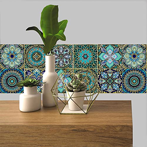 IULJH 10pcs/Set Pattern Tiles Sticker Kitchen Oil-Proof Bathroom Waterproof Art Mural Surface Crystal Film PVC Wallpaper (Color : D, Size : 15cm*15cm*10pcs)
