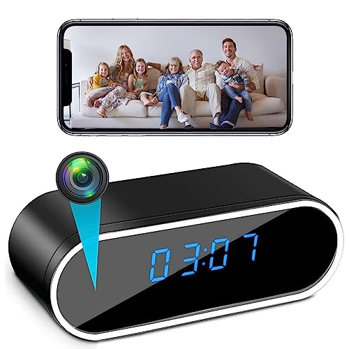 Pomocuty Hidden Camera Clock WiFi Mini Spy Cameras with Video Wireless Small Nanny Cams HD 1080P Indoor Camera for Home/Office Security