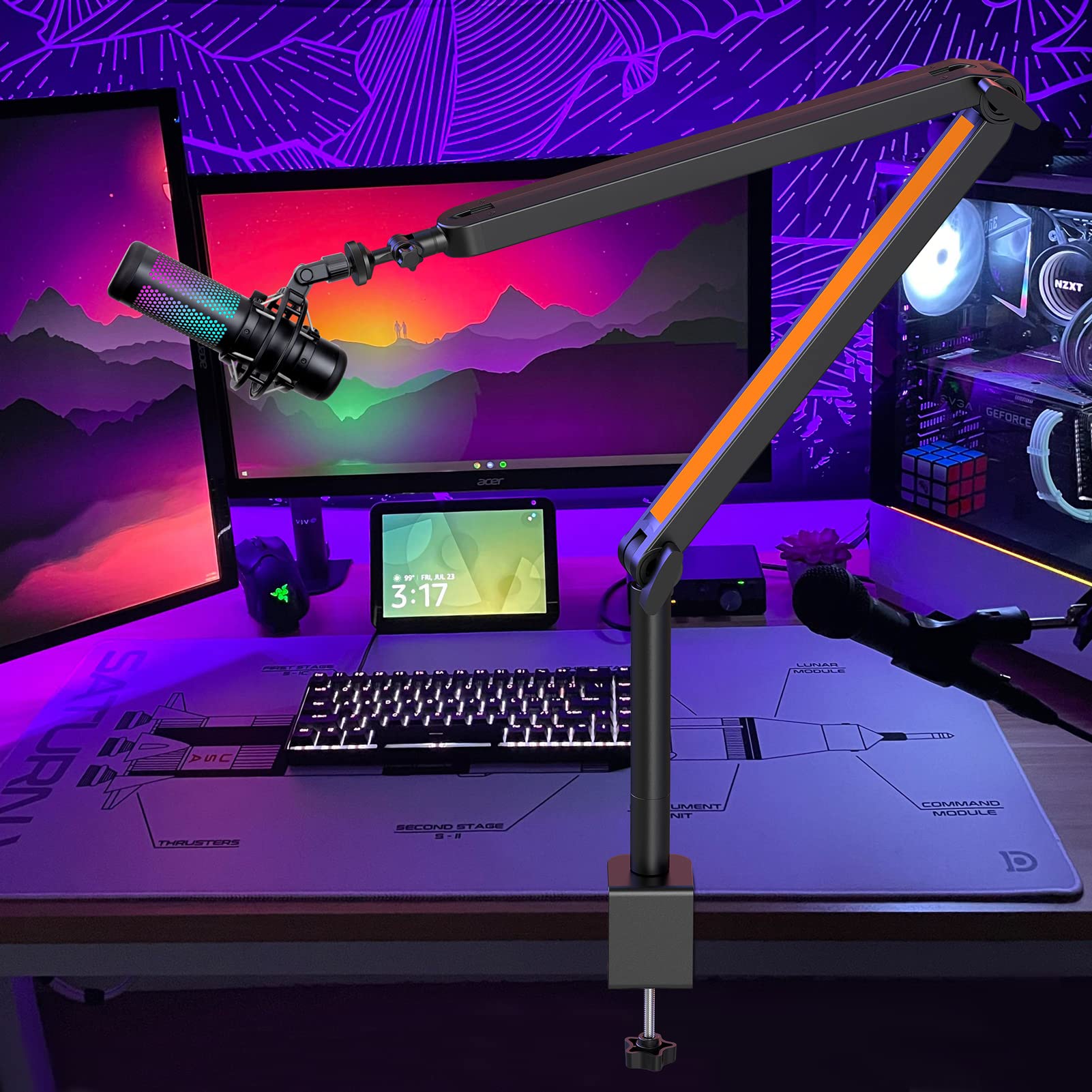 Mic Boom Arm Compatible with Fifine Microphone, Shure SM7B, MV7, Blue Yeti Mic, HyperX QuadCast Mic, Rode Podmic and Most Podcast Microphones, Premium Microphone Arm Stand by YOUSHARES