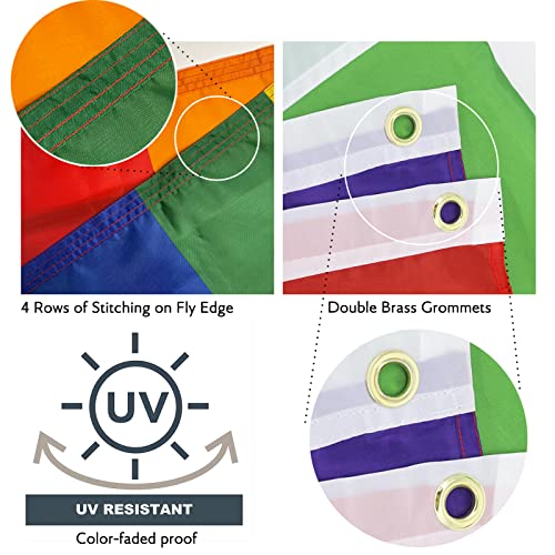 Pansexual Flag - Lgbtq Pride Stuff for Wall, Four Rows of Stitching, with 1pc Pansexual Pin and 2pcs Random Rainbow Stickers, for Lgbtq Parade and Daily Use, 3x5 Ft