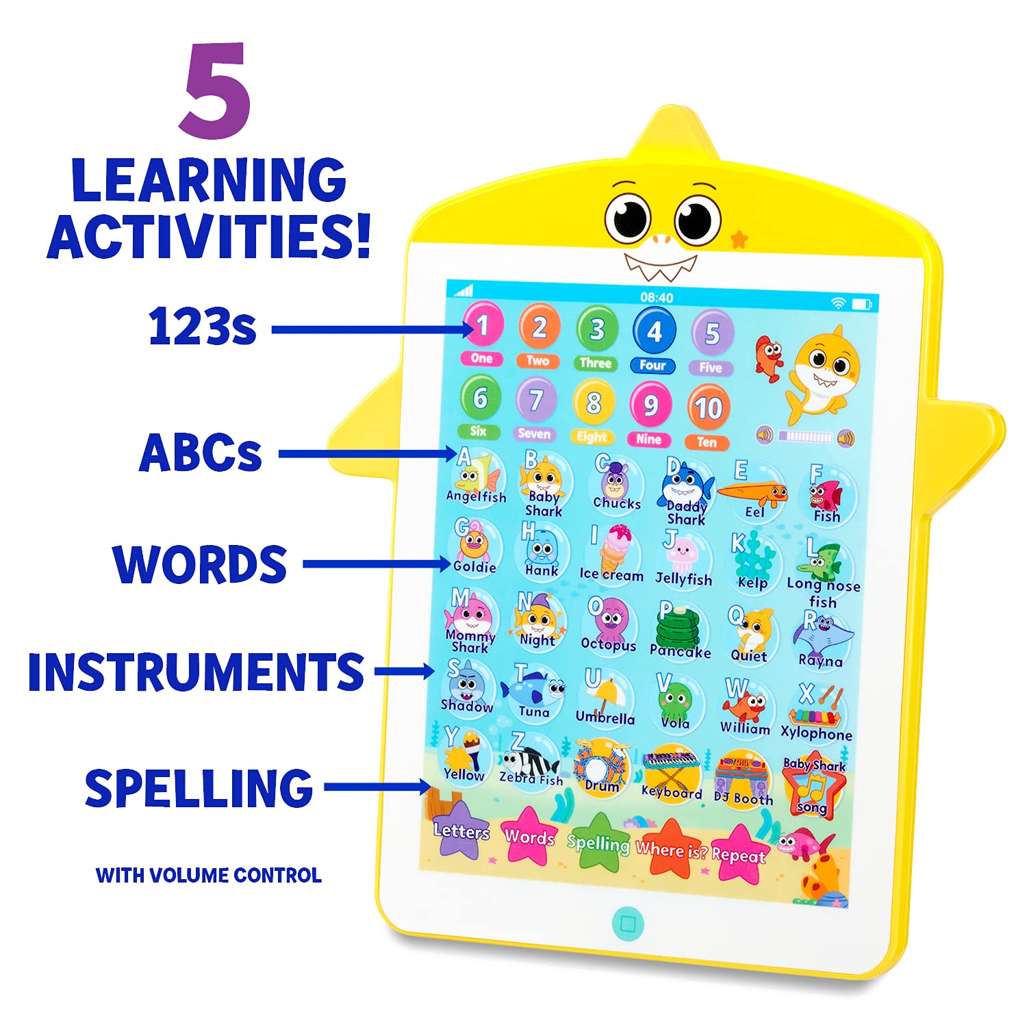WowWee Baby Shark's Big Show! Kids Tablet β Interactive Educational Toys β Toddler Tablet Makes Learning Fun (Full Size), multicolor