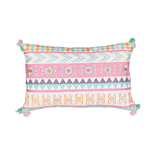 Waverly La La Llama Modern Geometric Rectangular Decorative Throw Pillow, 14" x 20", White