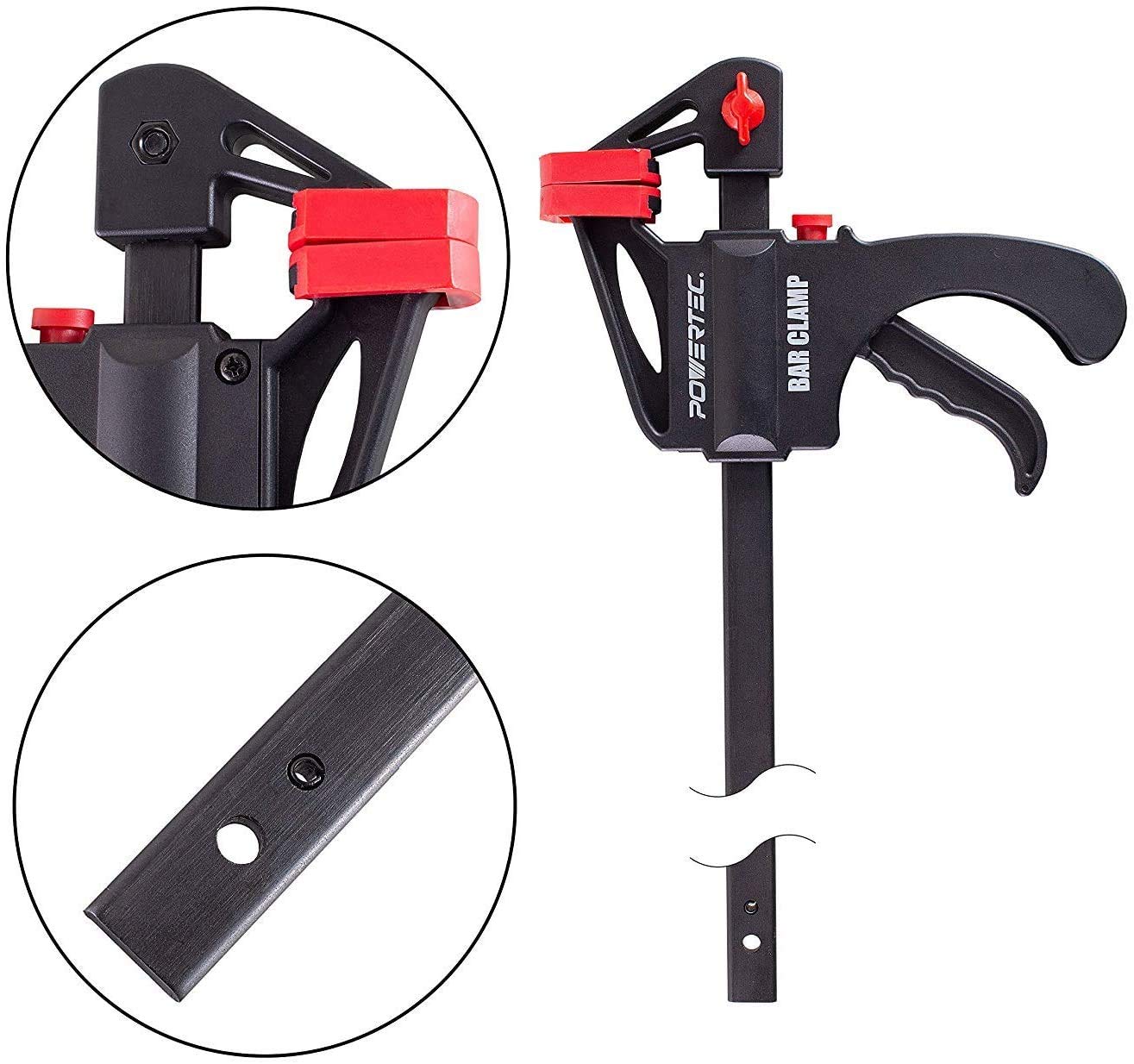 POWERTEC 71596 24 Inch Bar Clamps with Spreader, Trigger Clamps for Woodworking, One-Handed Carpenter Quick Clamp Sets for Gluing, Wood Clamps for Woodworking Tools, 2 pack