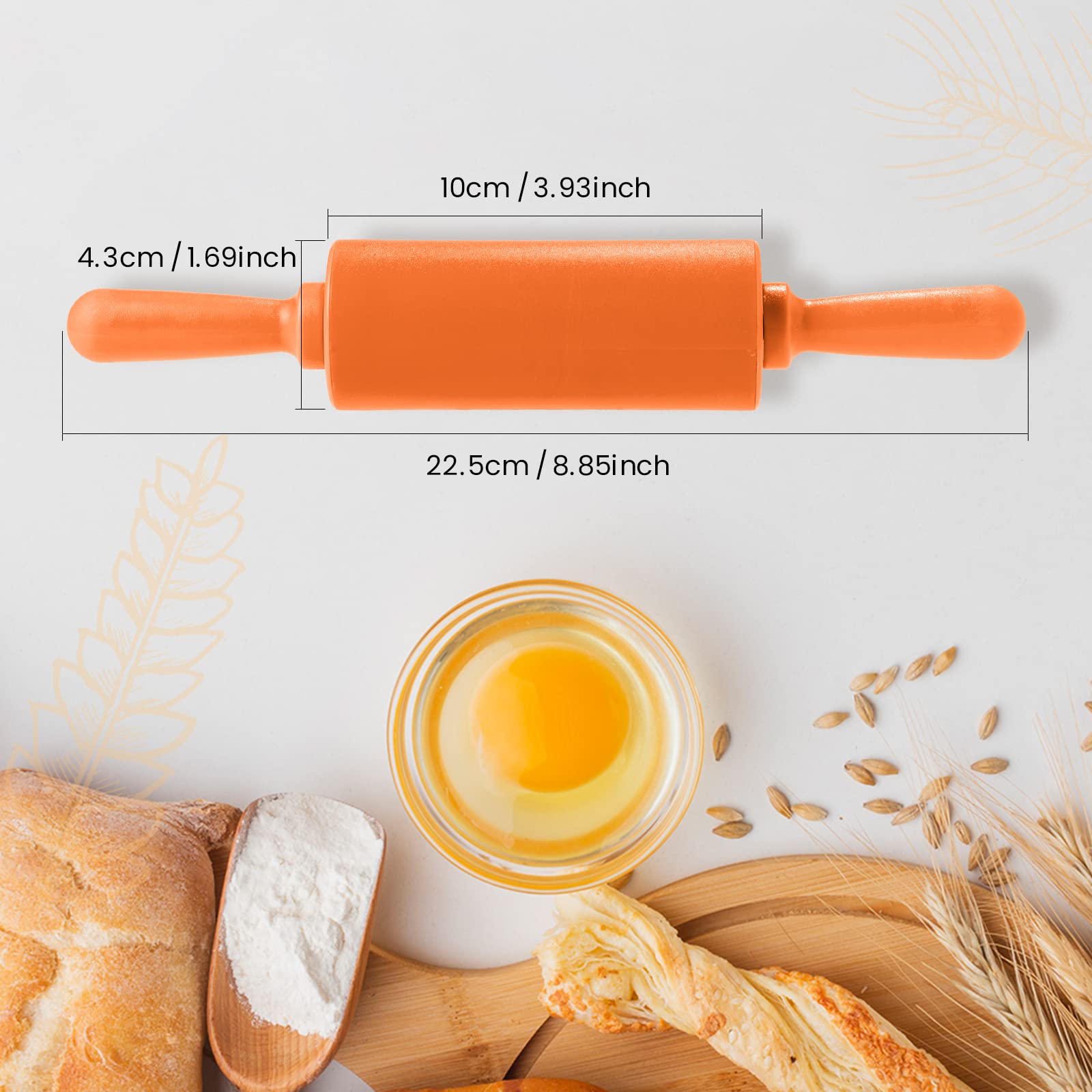 NUOMI Kids Rolling Pins for Baking Playdough 2 Pack Non-Stick Silicone Small Rolling Pins for Home Kitchen,Random Colors