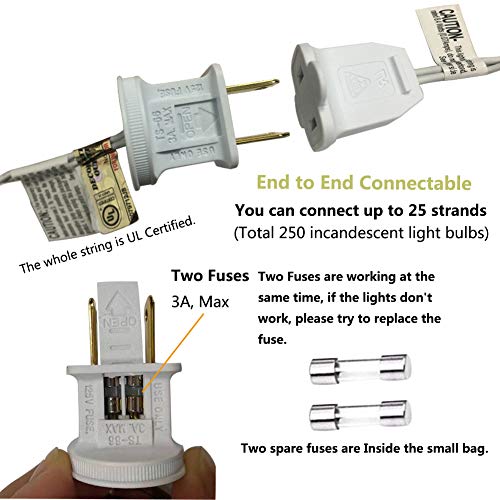 SkrLights 8.5Ft Mini Lantern String Lights -10 White Nylon Hanging Lanterns with Warm White Bulbs Included, Plug in, Connectable up to 25 Strands, White Lights String for Bedroom, Patio, Backyard