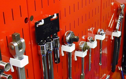 Wall Control Pegboard 1in x 1in C-Bracket Slotted Metal Pegboard Hook for Wall Control Pegboard and Slotted Tool Board – White