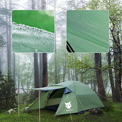 Night Cat Camping Tent 2 3 Persons with Porch Family Backpacking Tent Double Layers Waterproof Easy Clip Setup 7x6x4.3ft Porch Pole Not Inlcuded
