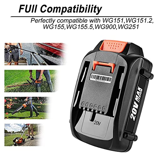 Powilling 2Pack Replacement Battery for Worx 20 Volt Battery Lithium 3.5Ah WA3520 WA3525 WG151s, WG155s, WG251s, WG255s, WG540s, WG545s, WG890, WG891