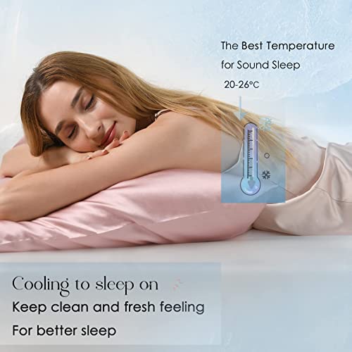 YANIBEST Silk Pillowcase for Hair and Skin - 600 Thread Count 100% Mulberry Silk Bed Pillowcase with Hidden Zipper, Queen Size Pillow Case Blush Pink