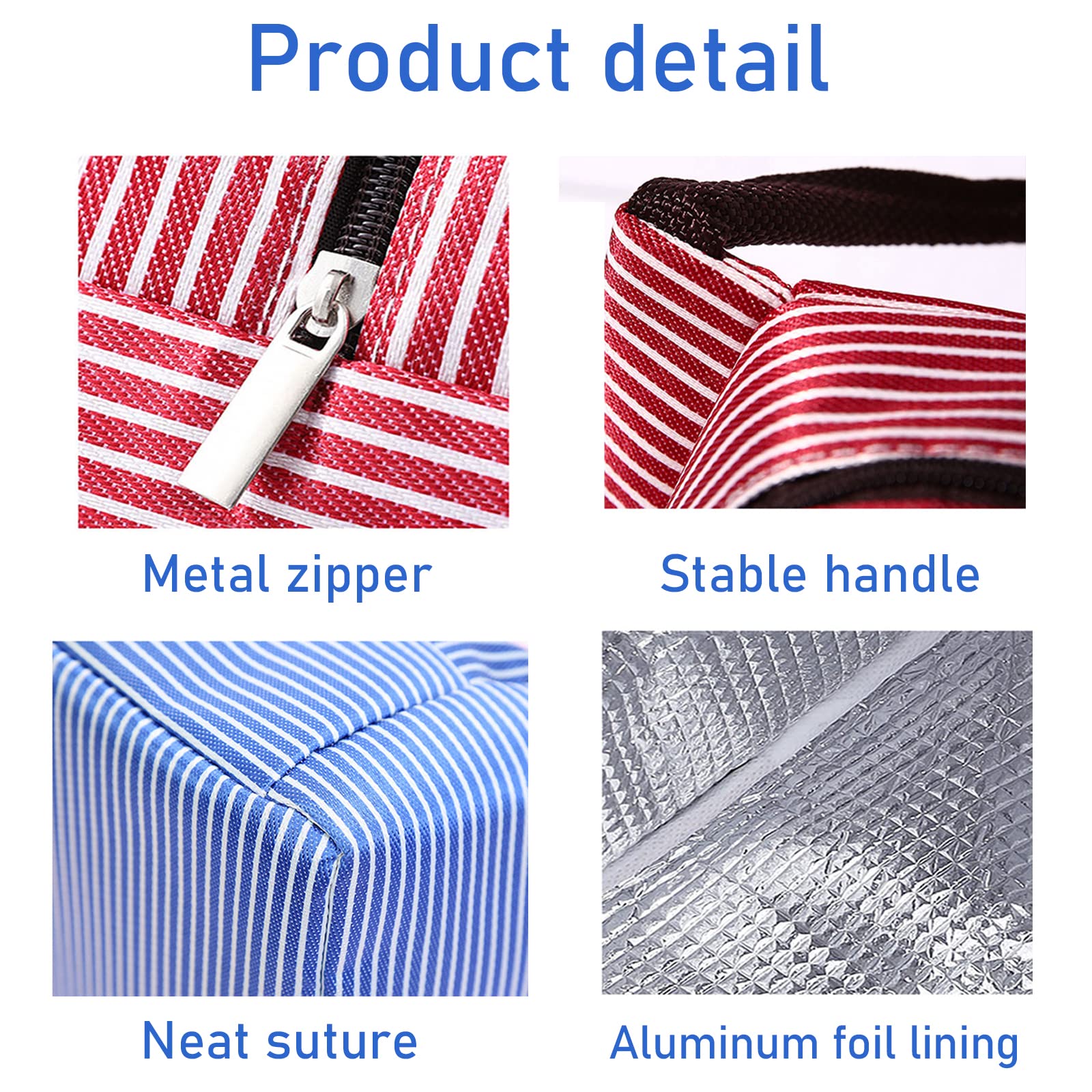 Lunch Tote Bag 4PCS Reusable Lunch Bag Portable Insulated Cooler Bag Thermal Lunch Organizer Bag for Work Picnic (Green+Red+Brown+Blue) Group02