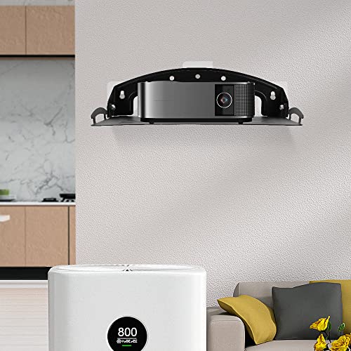POPTONG NO Drilling Projector Wall Mount, Small Wall Shelf, Floating Shelf - Loading Capacity 8.8lbs, 90 Degree Foldable, Used for Media Boxes, Game Consoles, Routers, Projectors and Sounds (BACLK)
